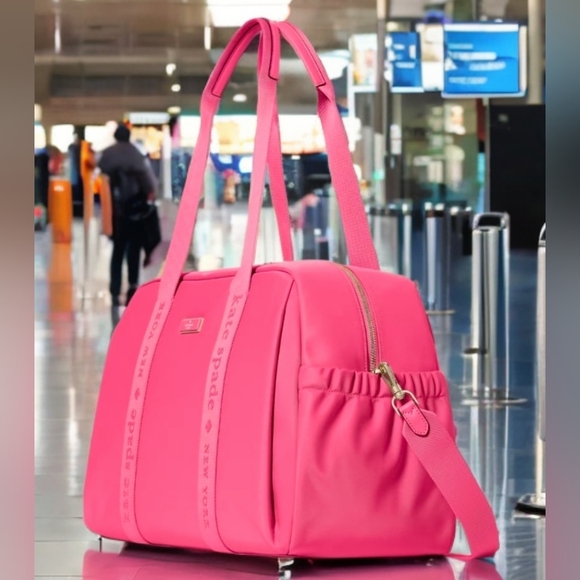 kate spade | Bags | Kate Spade Carter Nylon Large Weekender Bag In Rose ...